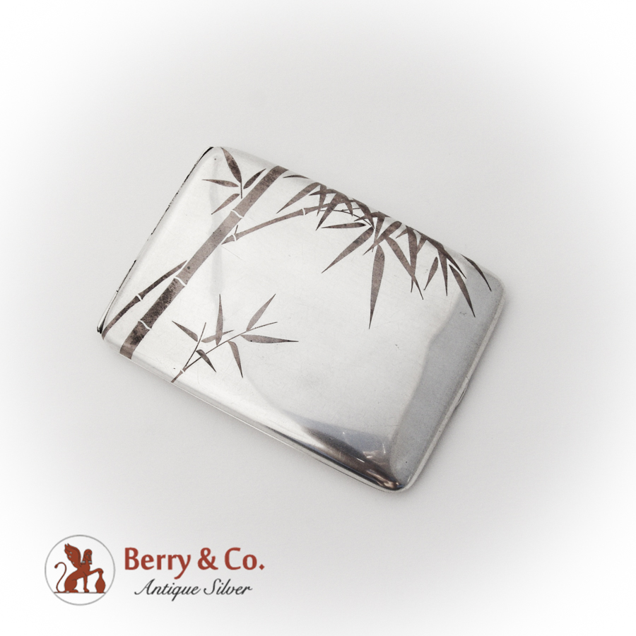 Japanese Bamboo Mixed Metals Cigarette Case 950 Sterling Silver Copper ...