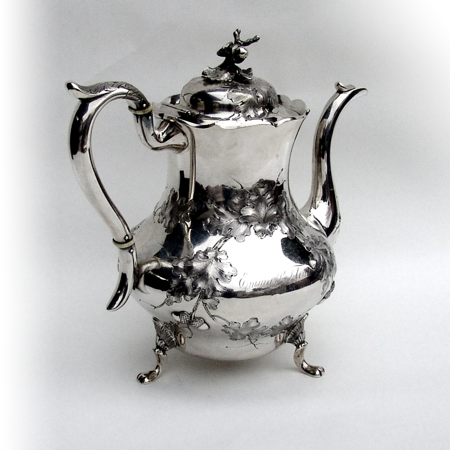 Acorn Teapot Jones Ball Poor Coin Silver 1840 Boston | eBay