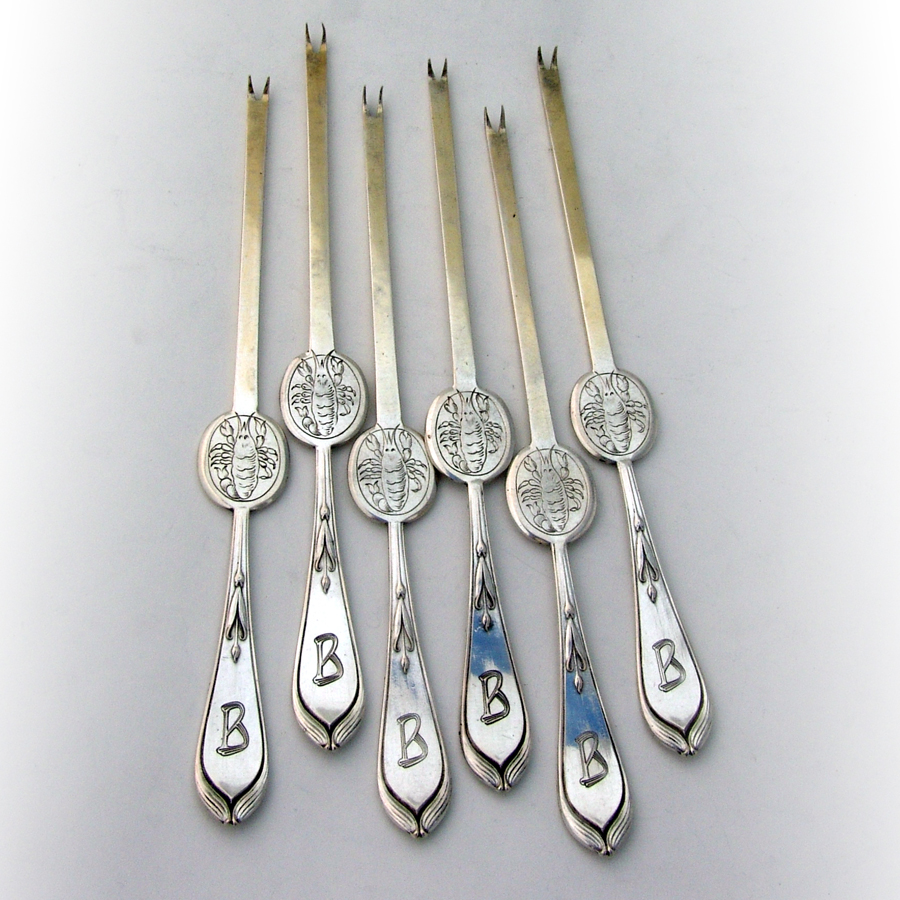 Bremer Lily Lobster Picks Set Koch Bergfeld German 800 Silver Mono B | eBay