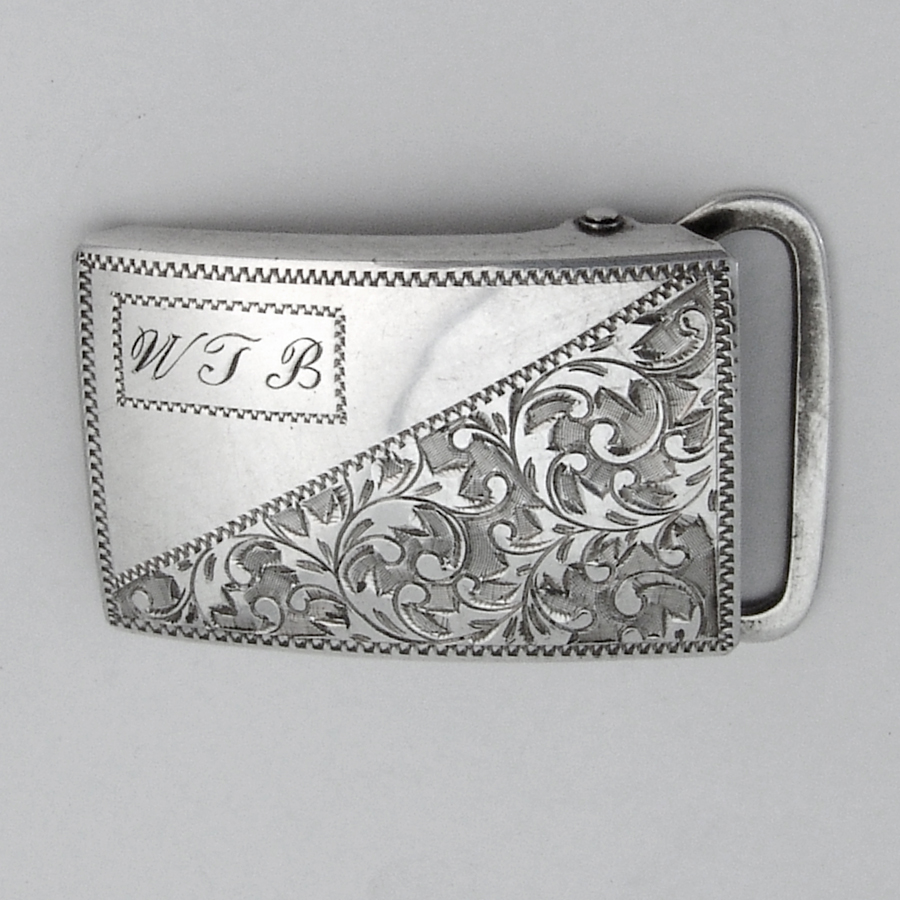 Japanese Engraved Belt Buckle 950 Sterling Silver Mono WTB | eBay